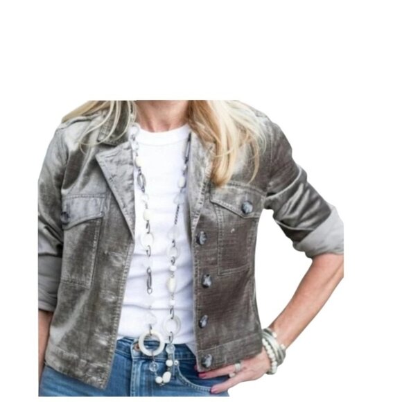 CAbi | Jackets & Coats | Cabi Sunday Topper Velvet Jacket Pewter Gray ...